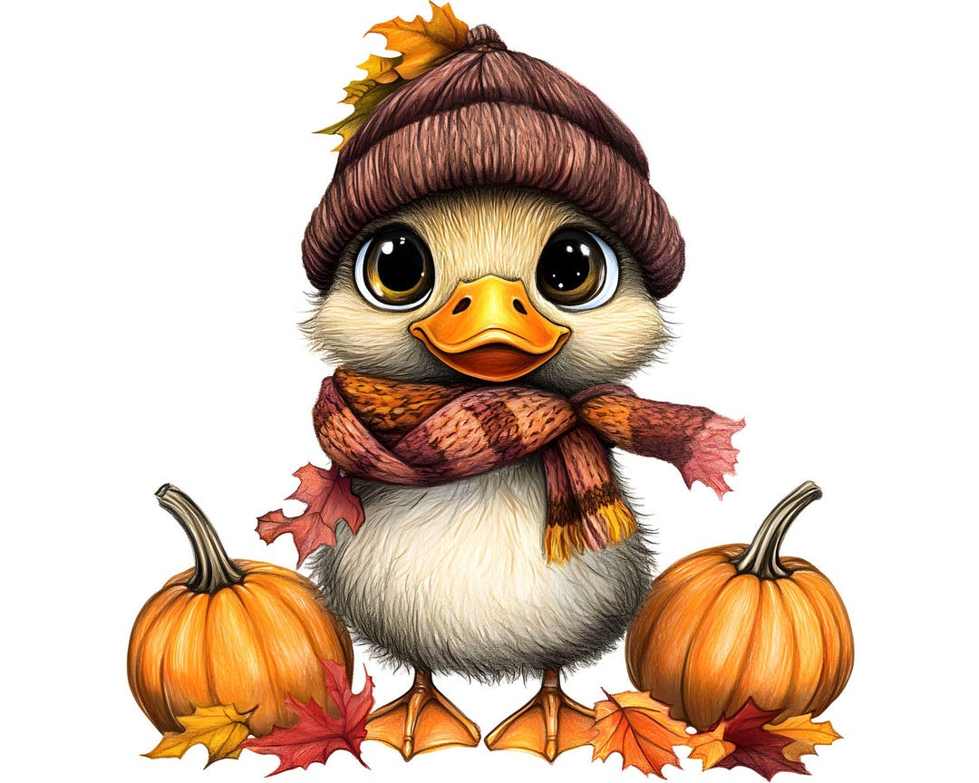 Autumn Duck Clipart, 14 JPG, Cute Fall Clip Art, Paper Crafting, Card ...