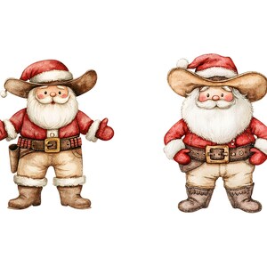 Cowboy Santa Clipart: Western Christmas 16 PNG Images (digital Download ...