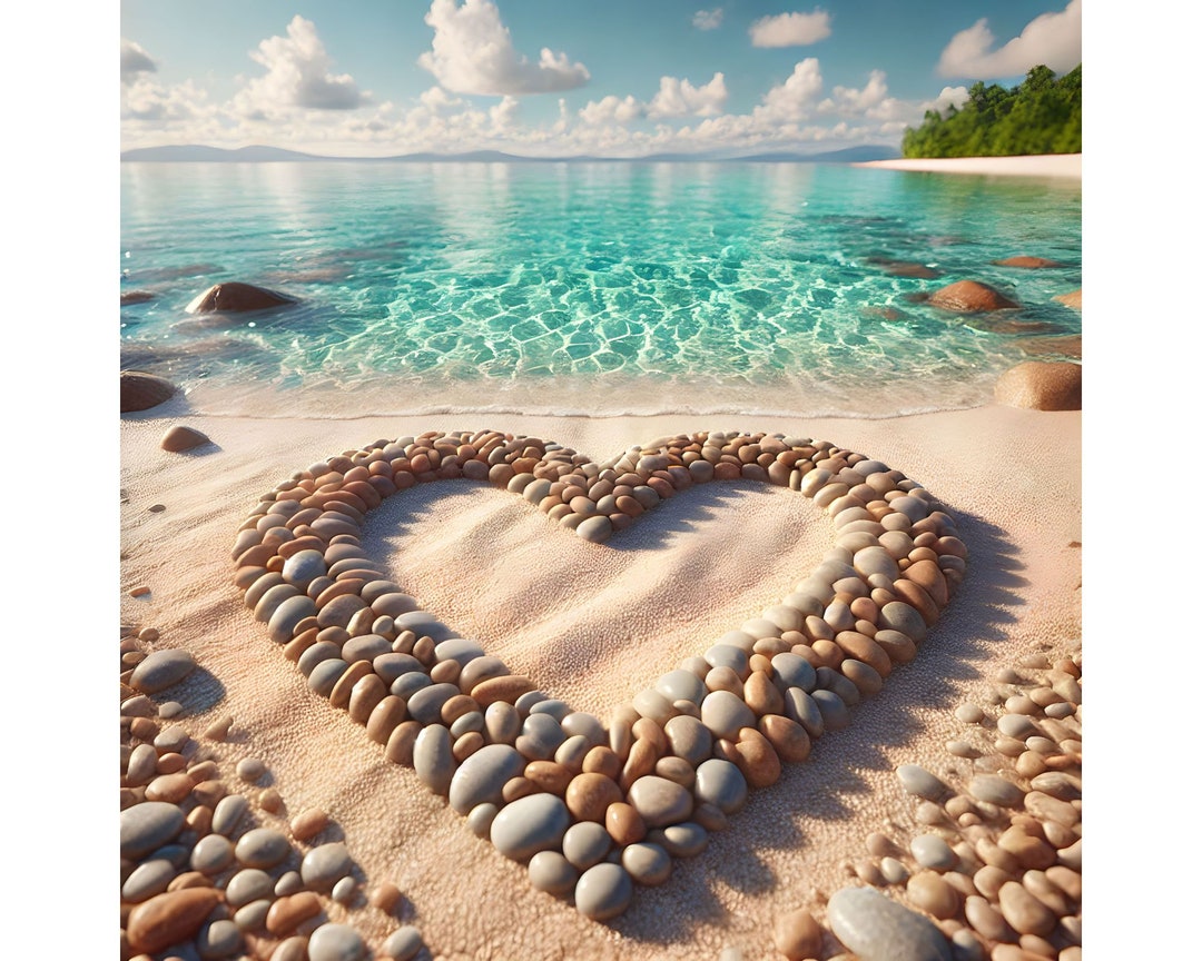 Beach Heart Pebbles Clipart, 16 JPG Digital Papers, Summer Scrapbooking ...