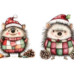 Christmas Hedgehog Clipart, 14 JPG, Whimsical Xmas Clip Art, Paper ...