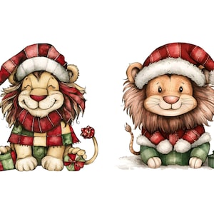 Cute Christmas Lion Clipart, 14 JPG, Whimsical Xmas Clip Art, Paper ...