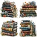 Floral Books Clipart: Stack of Books Jpgs (digital Download) - Etsy