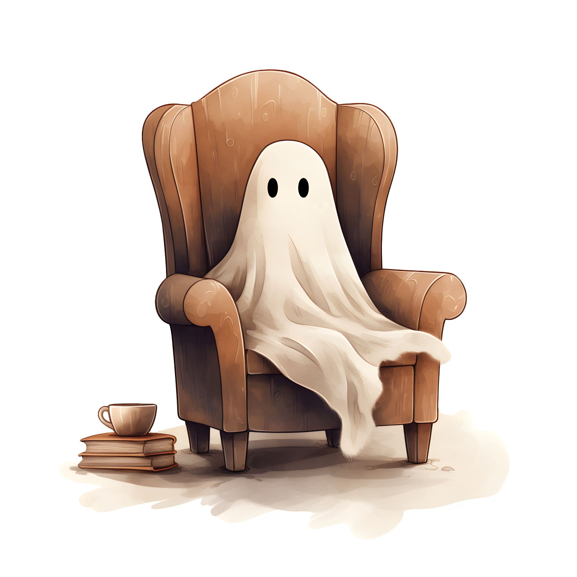 Ghost on Chair Clipart, Ghost PNG, Halloween Clipart, Cute Ghost Png ...