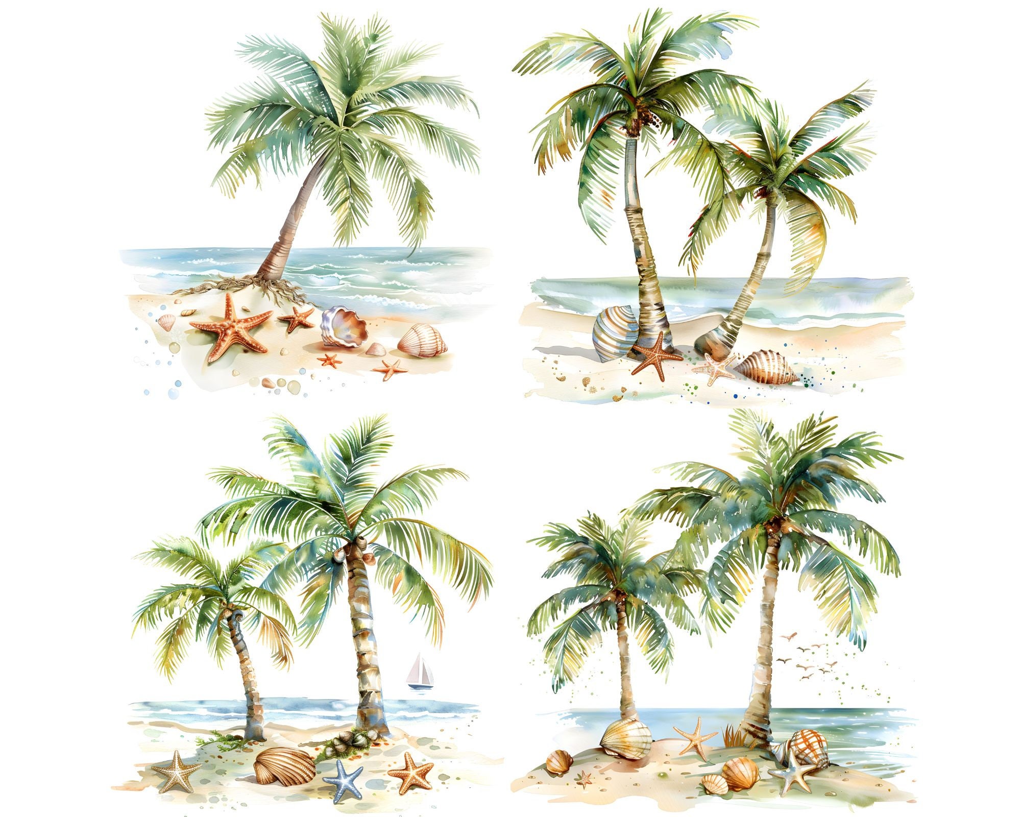 Beach Palm Tree Clipart: Summer Scrapbooking Jpgs (digital Download) - Etsy