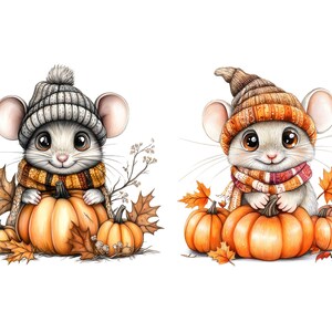 Autumn Mouse Clipart, 14 JPG, Cute Mouse Fall Clip Art, Paper Crafting ...