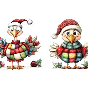 Christmas Turkey Clipart: Whimsical Xmas Art (digital Download) - Etsy