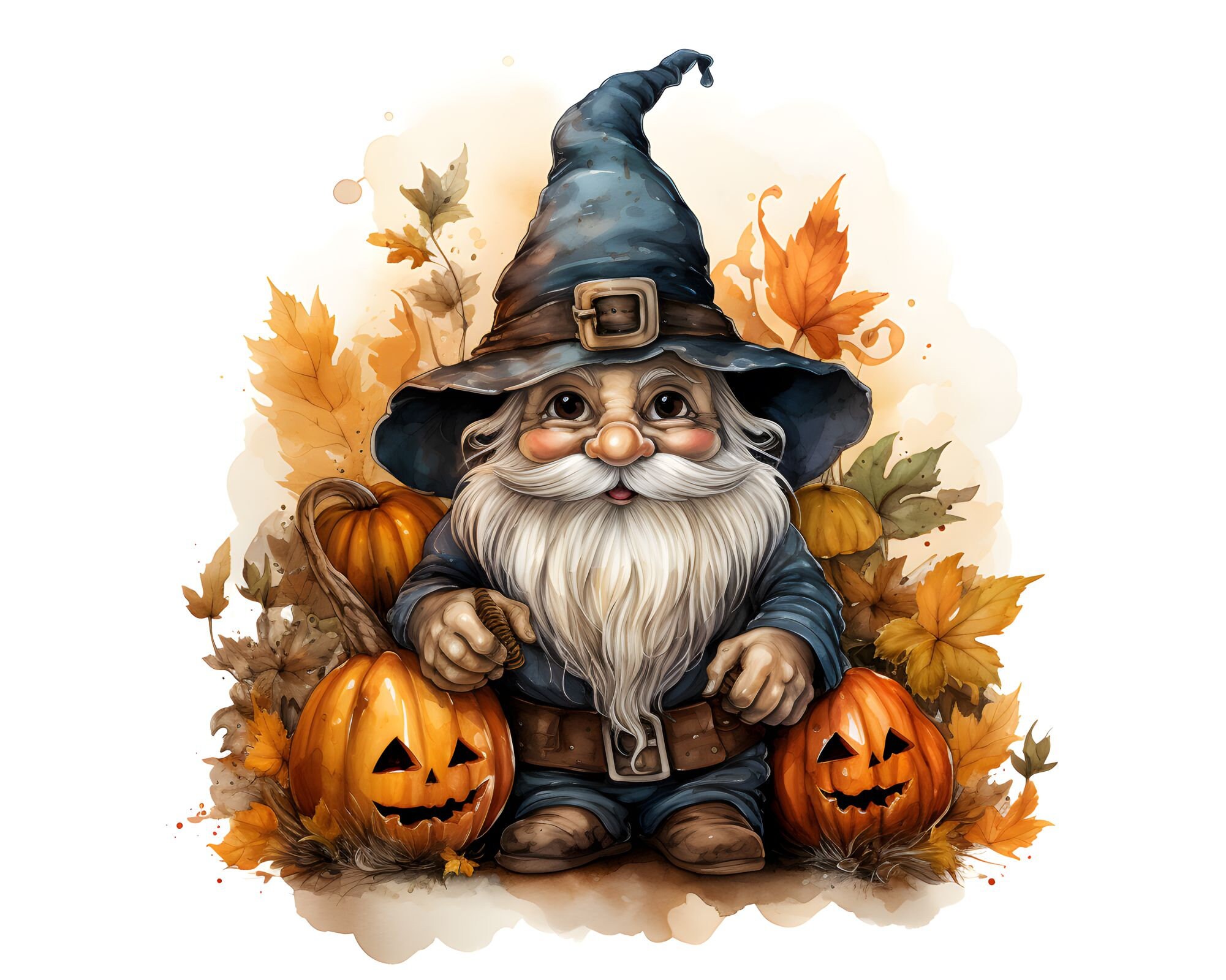 Watercolor Halloween Gnome Clipart 16 JPG Witch Gnome - Etsy