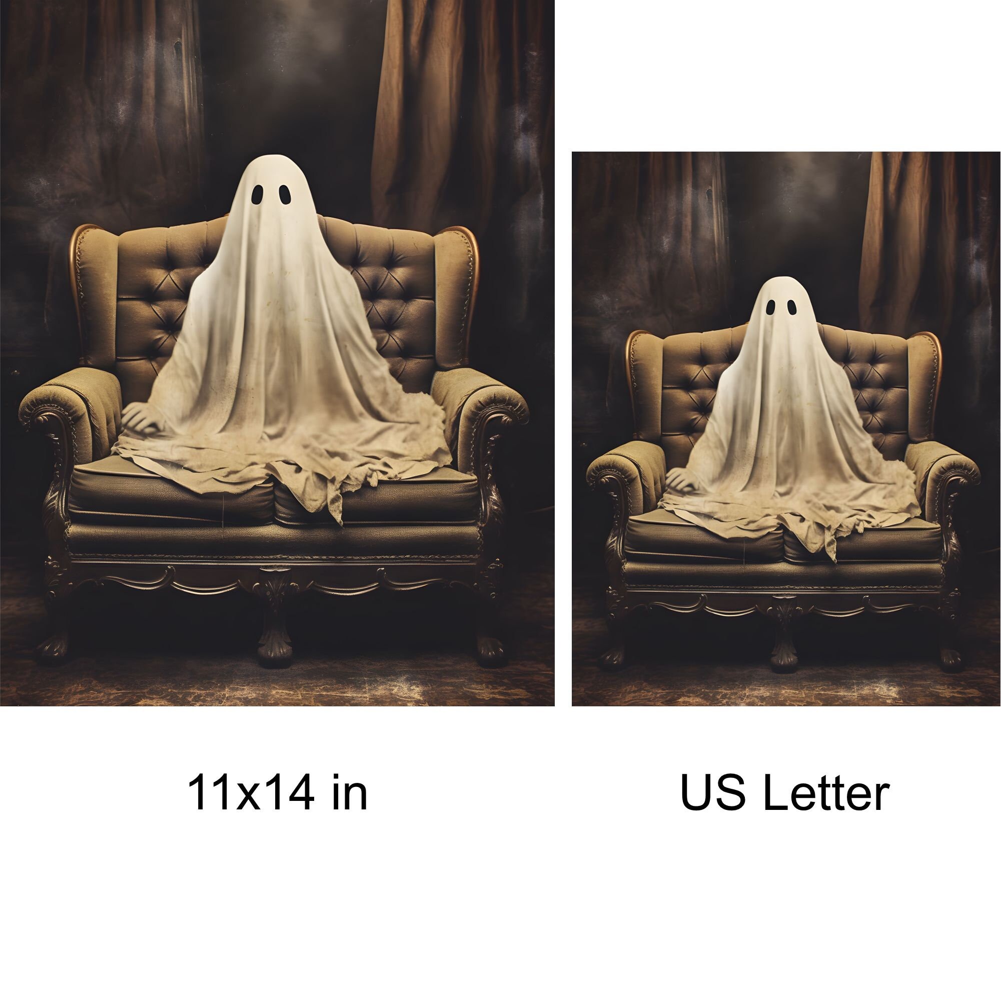 Printable Ghost Art, Vintage Ghost Wall Art, Vintage Halloween Wall ...