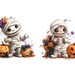 Halloween Mummy Clipart: Pumpkin & Flowers (digital Download) - Etsy