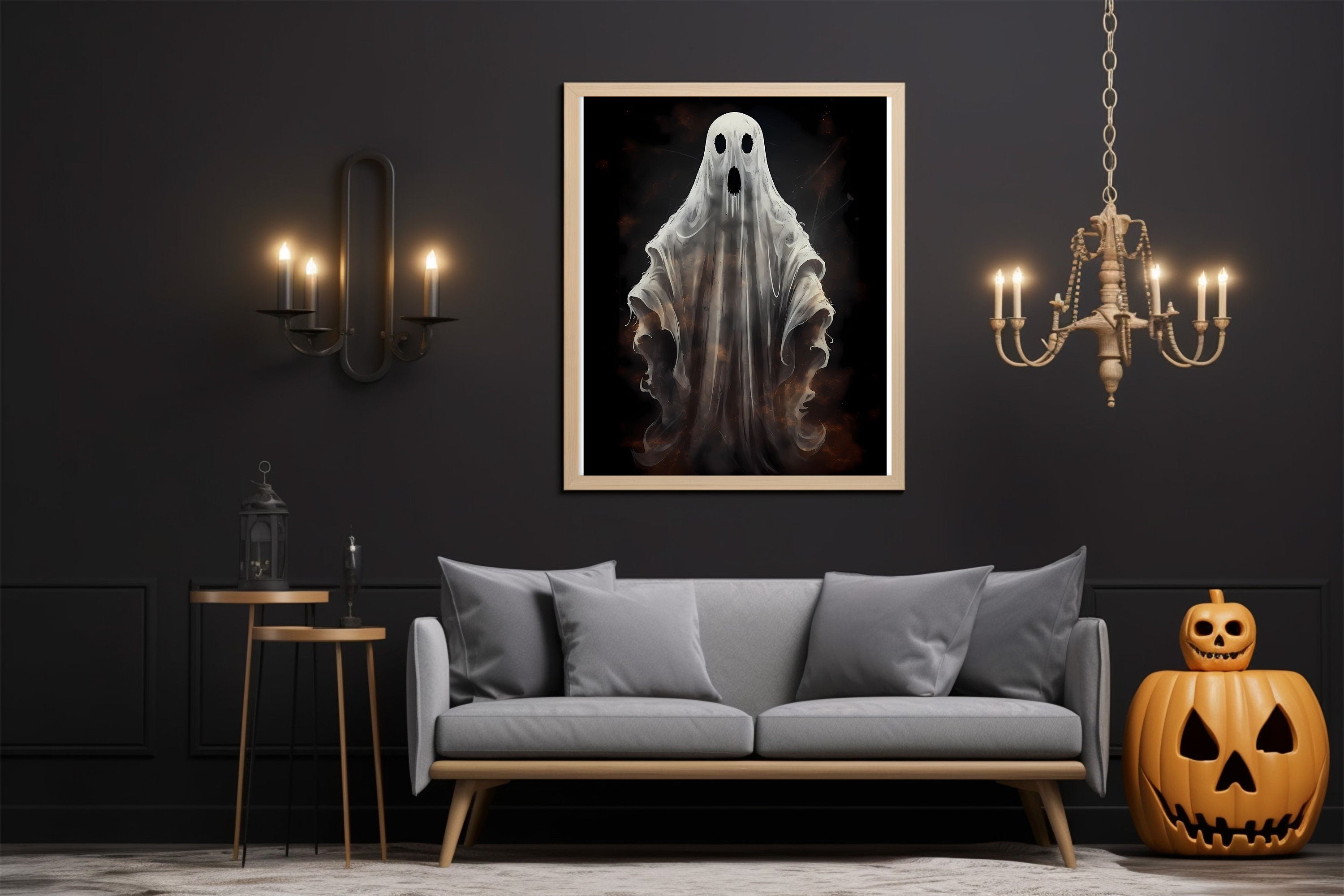 Ghost Wall Art Print, Ghost Printable Art, Halloween Decor, Vintage ...