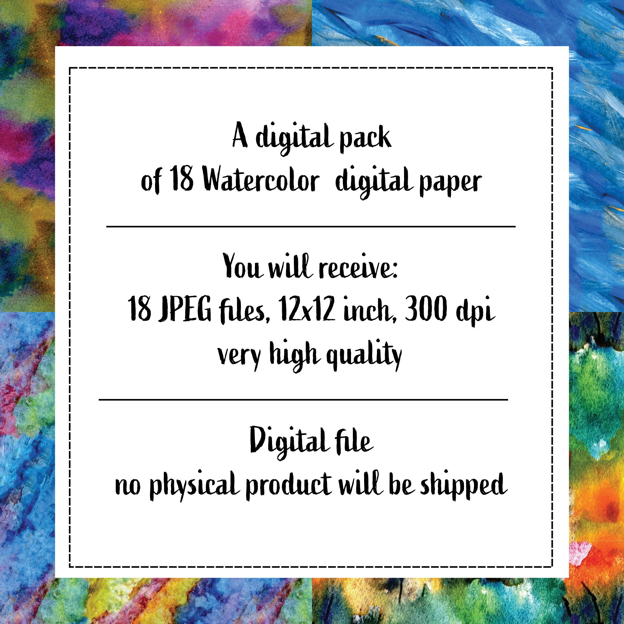 Watercolor Digital Paper, Watercolor Colorful Textures, Watercolor ...