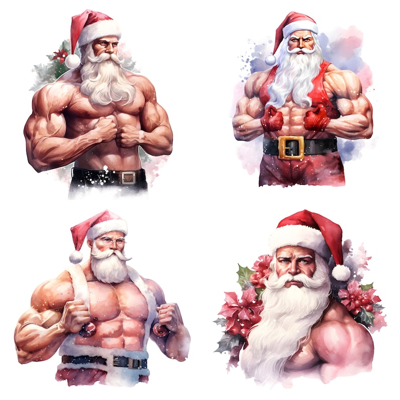 Santa Claus Clipart, Bodybuilder Santa, Christmas Clipart, Santa Claus ...