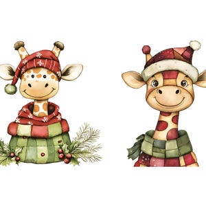 Christmas Giraffe Clipart, 14 JPG, Whimsical Xmas Clip Art, Paper ...