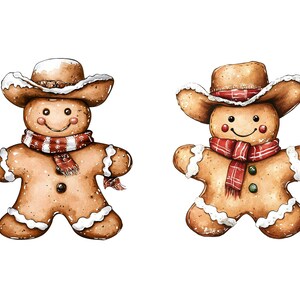 Cowboy Gingerbread Christmas Clipart: 14 PNG Images (digital Download ...