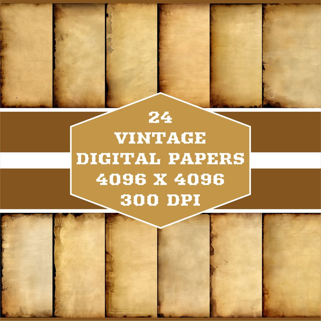 Vintage Digital Paper, 24 Jpgs, Old Paper Textures, Grunge Paper ...