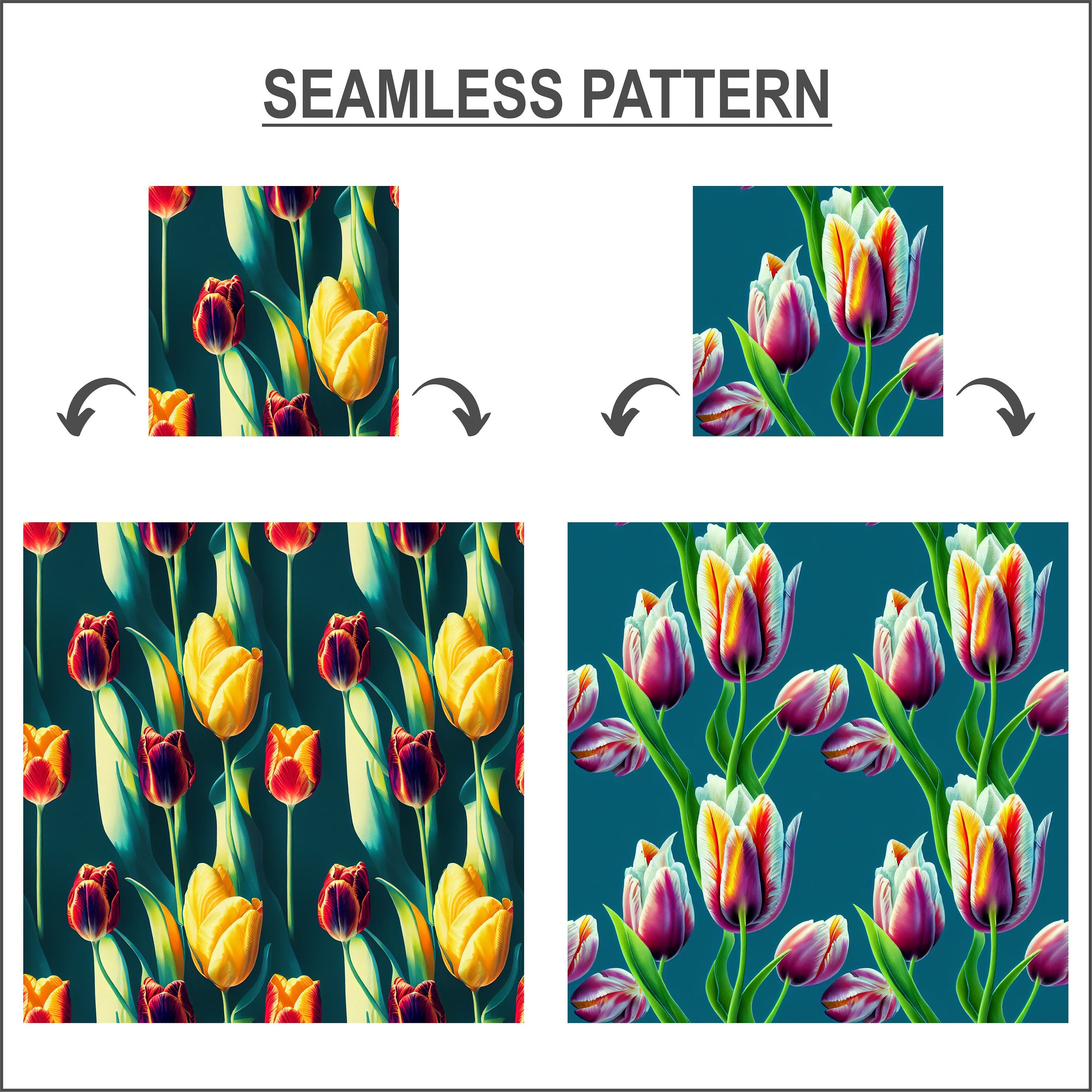 Spring Tulip Seamless Pattern Repeating Flowers Digital - Etsy