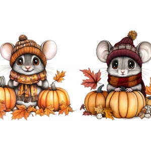 Autumn Mouse Clipart, 14 JPG, Cute Mouse Fall Clip Art, Paper Crafting ...