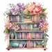 Watercolor Flower Bookcase Clipart, 18 PNG, Book Lover, Bookworm ...