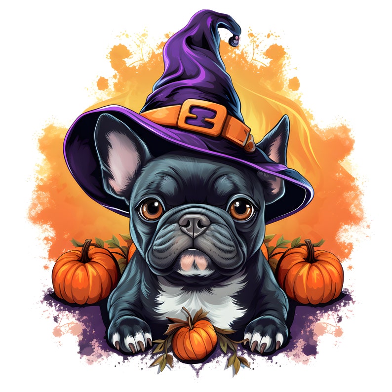 Halloween French Bulldog Clipart 12 Jpgs Watercolor - Etsy