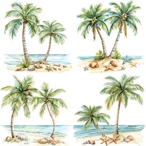Beach Palm Tree Clipart: Summer Scrapbooking Jpgs (digital Download) - Etsy