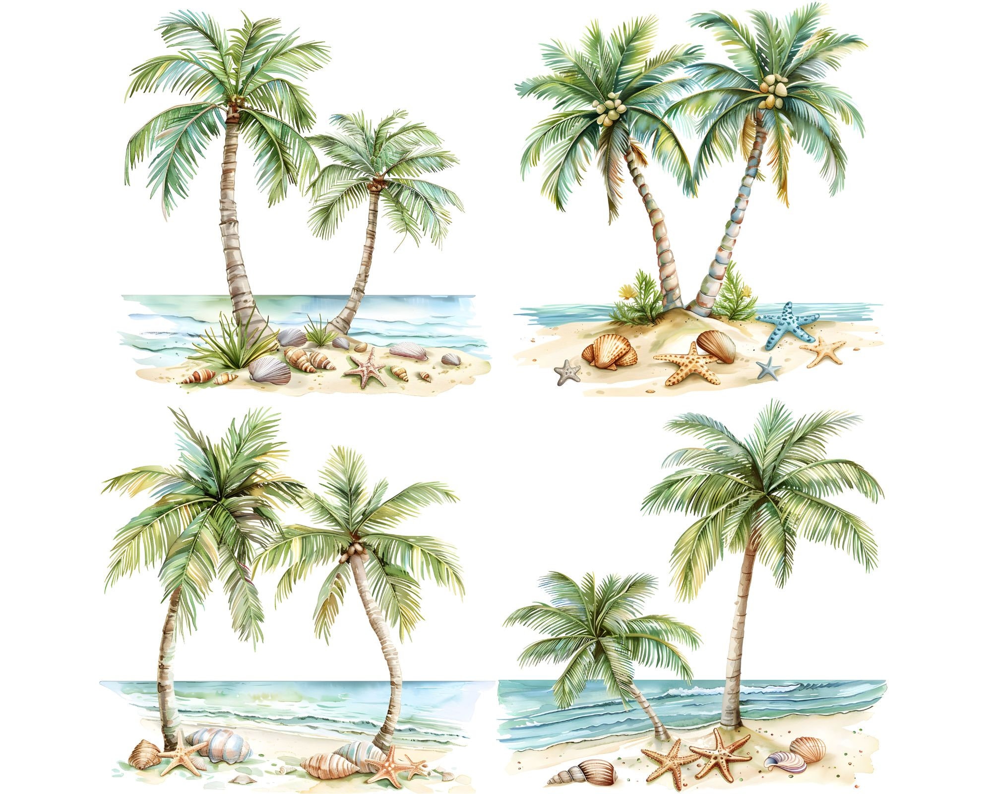 Beach Palm Tree Clipart: Summer Scrapbooking Jpgs (digital Download) - Etsy