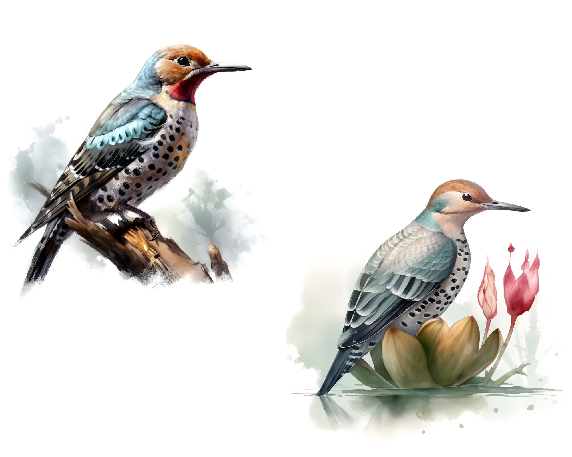 Northern Flicker Clipart, 14 Jpgs, Watercolor Northern Flicker ...