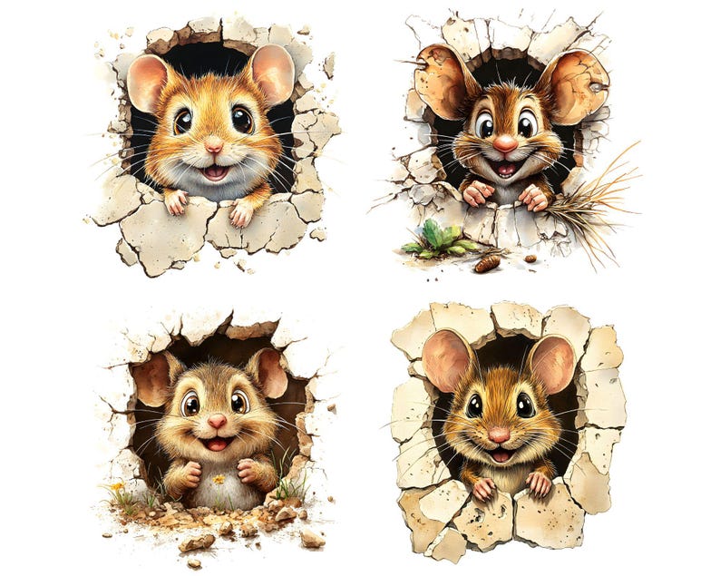 Mouse Hole Clipart, Funny Sticker Graphics (digital Download) - Etsy