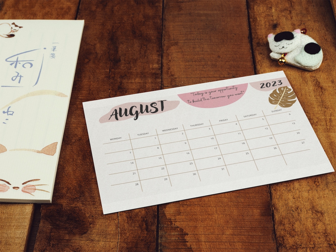 Minimalist Monthly Calendar 2023, Printable Mothly Planner, Positive ...