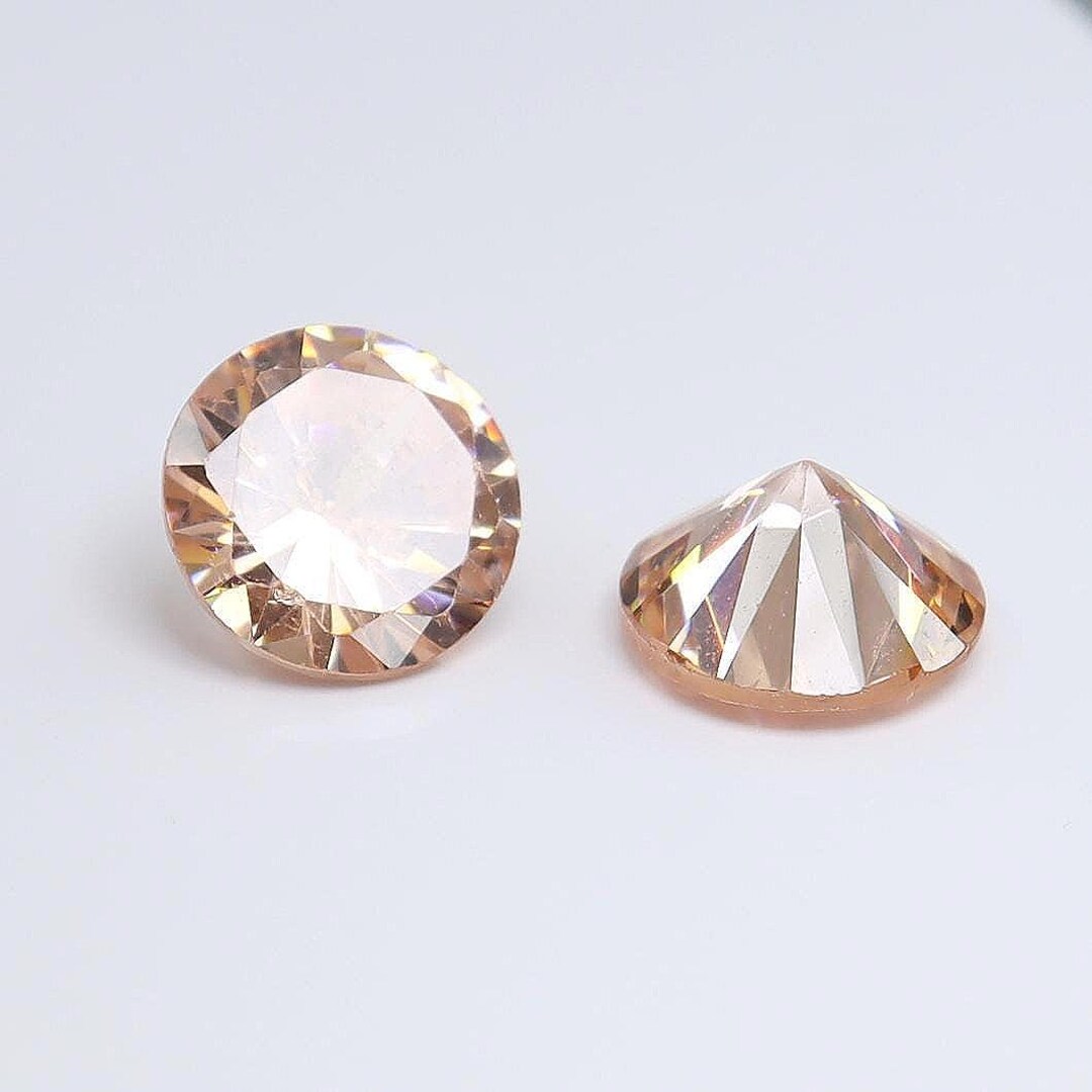Natural Peach Color Zircon Ring Gemstone : Pair Round Cut, 8.50 Carat ...