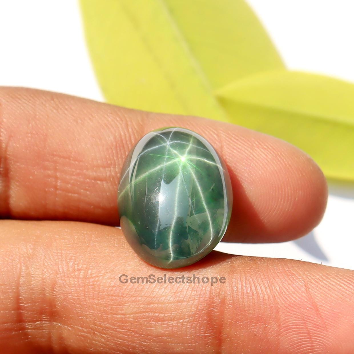 26.35ct Six Ray Visible Rare Green Star Sapphire Cabochon Loose Gem for ...