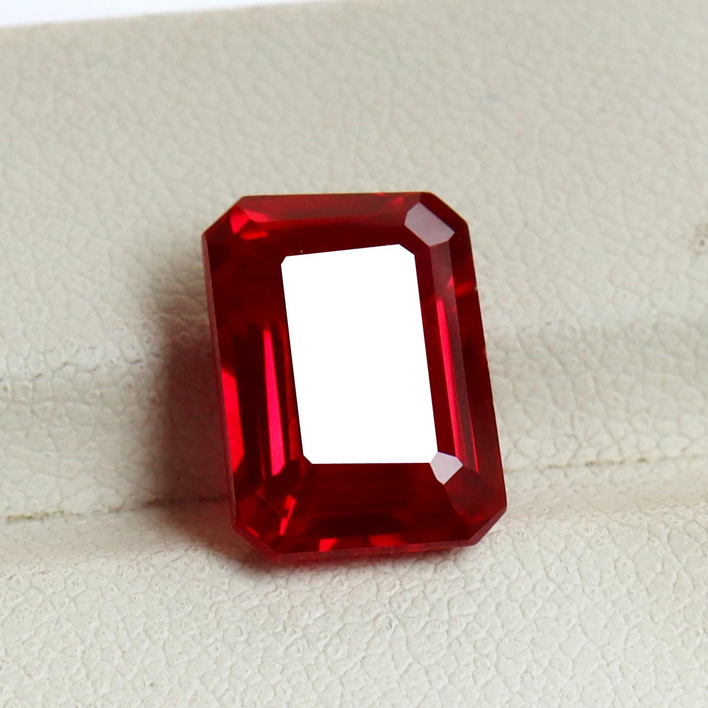 Emerald Cut AAA+ Natural Mozambique Blood Red Ruby With Certified ...