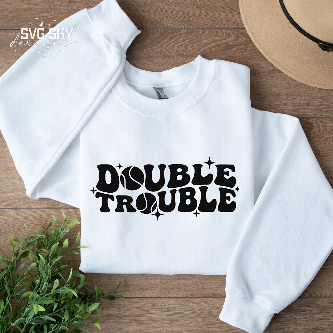 Double Trouble SVG PNG, Funny Tennis Phrase, Wavy Svg, Tennis ...