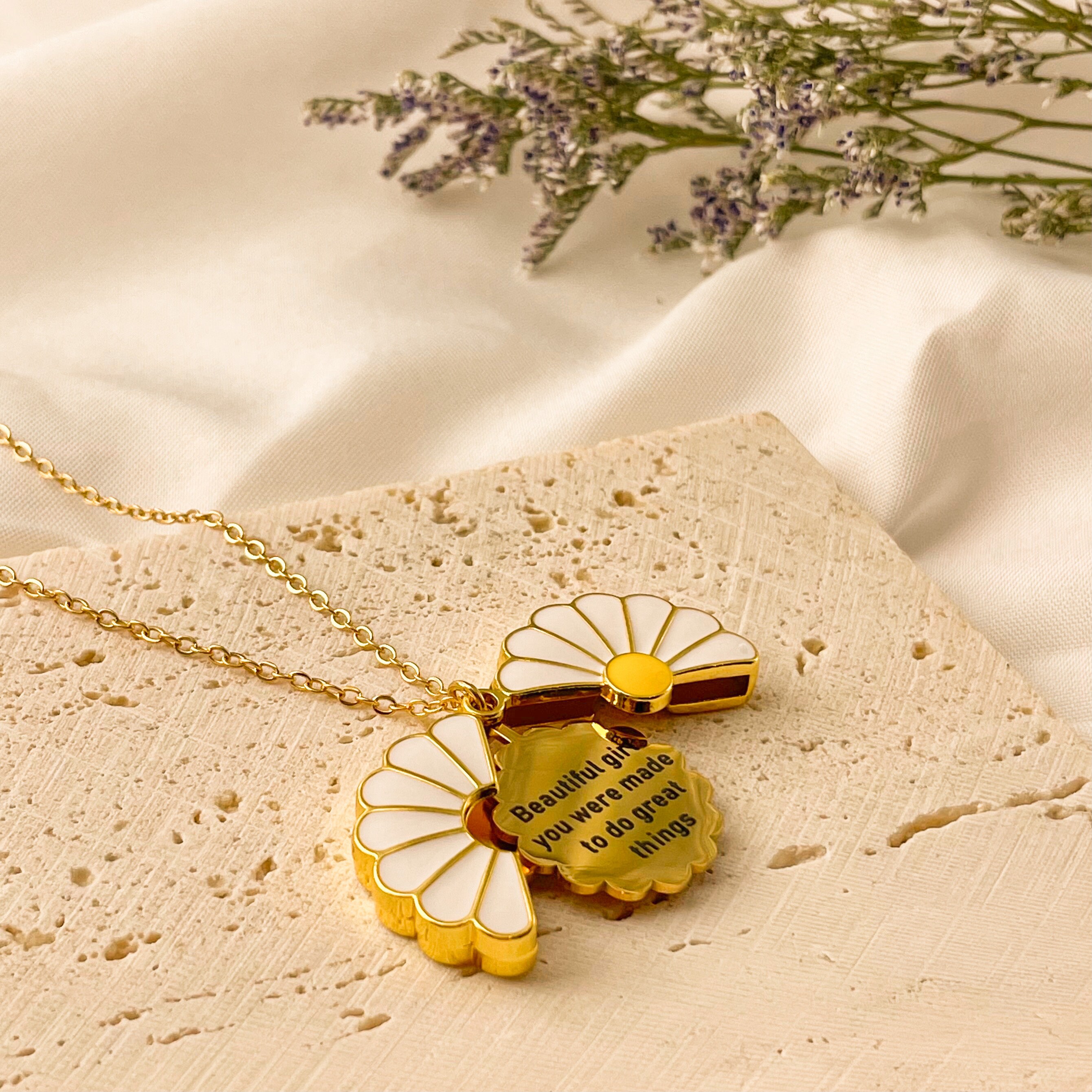 Hidden Message Daisy Locket Necklace First Communion Gift - Etsy