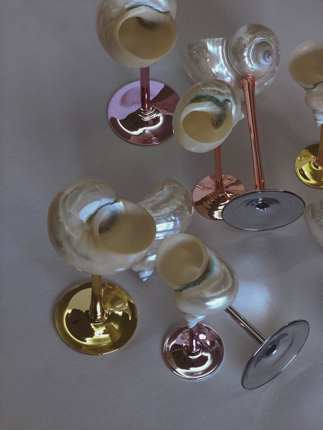 Retro Shell Mug Silver Goblet Cocktail Glasses Gold - Etsy