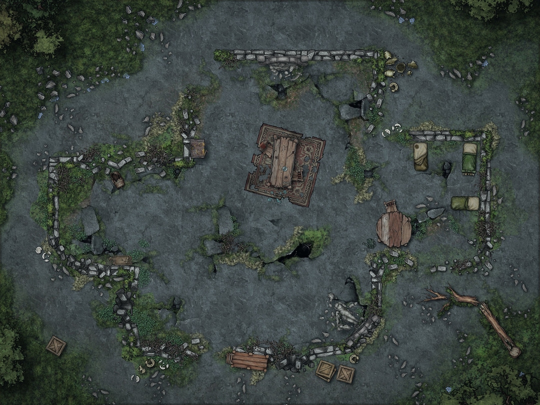 TTRPG Battlemap, Ruined Temple, Digital Map - Etsy