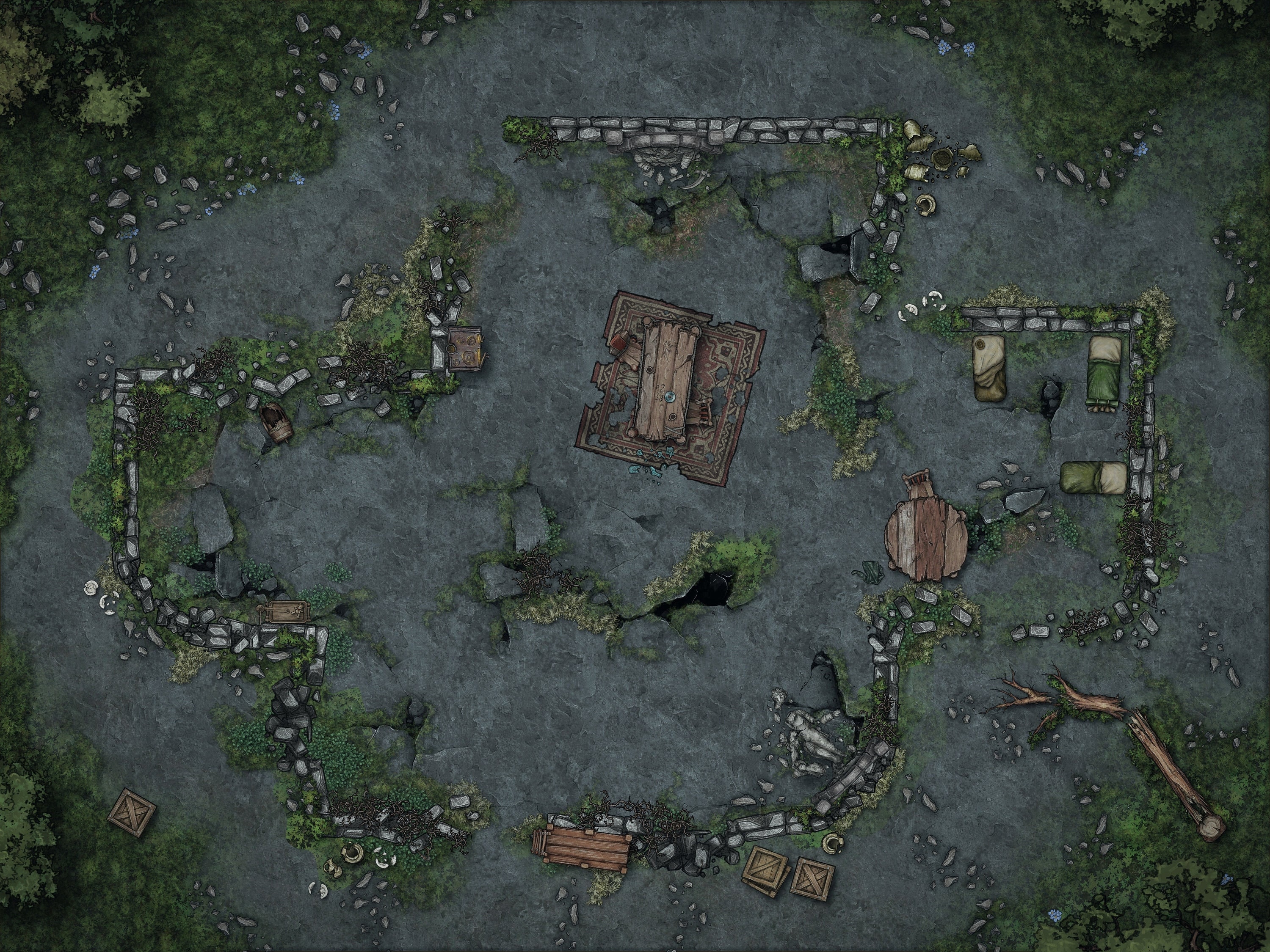 TTRPG Battlemap, Ruined Temple, Digital Map - Etsy