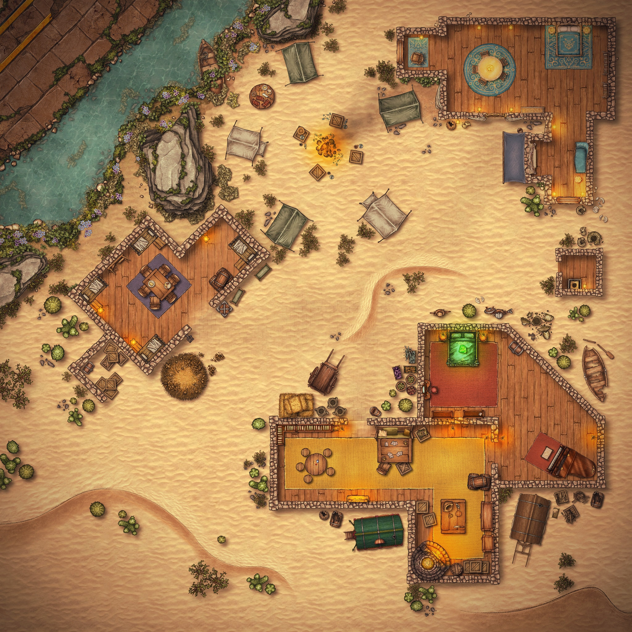 TTRPG Battlemap, Oasis Bandit Camp, Digital - Etsy