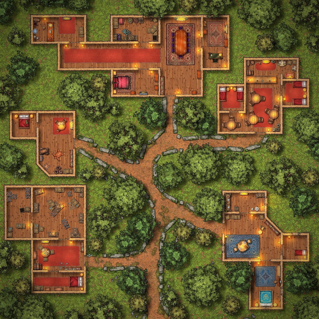 TTRPG Battlemap, Woodland Village, Digital - Etsy