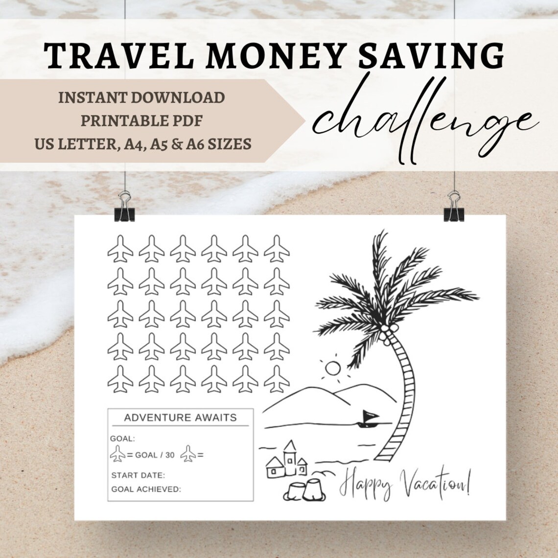 Saving Challenge A6 Savings Challenge Travel Money Savings Challenge ...