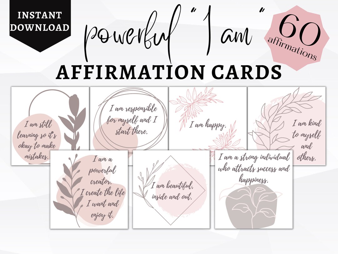 Printable Affirmation Cards for Positive Mindset, Manifesting Cards ...