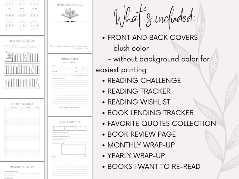 Reading Journal, Book Tracker, Printable Reading Journal, Reading Log ...