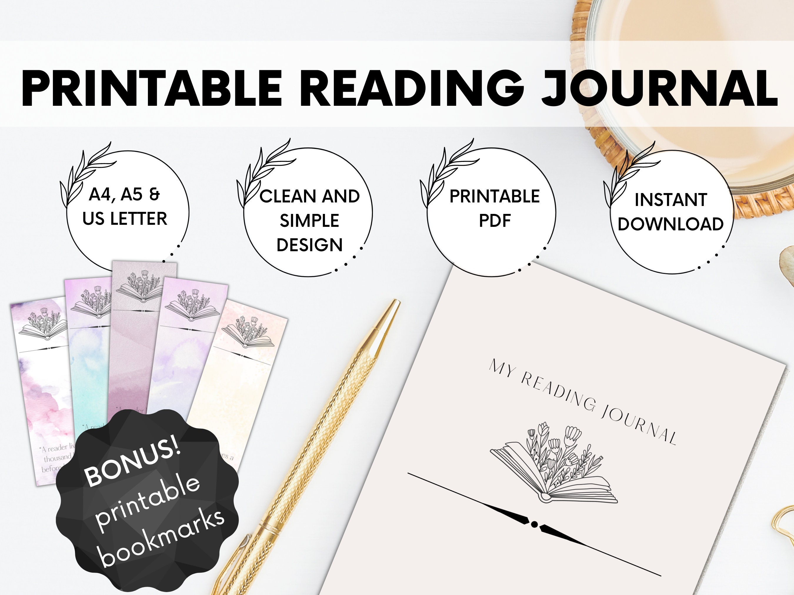 Reading Journal, Book Tracker, Printable Reading Journal, Reading Log ...