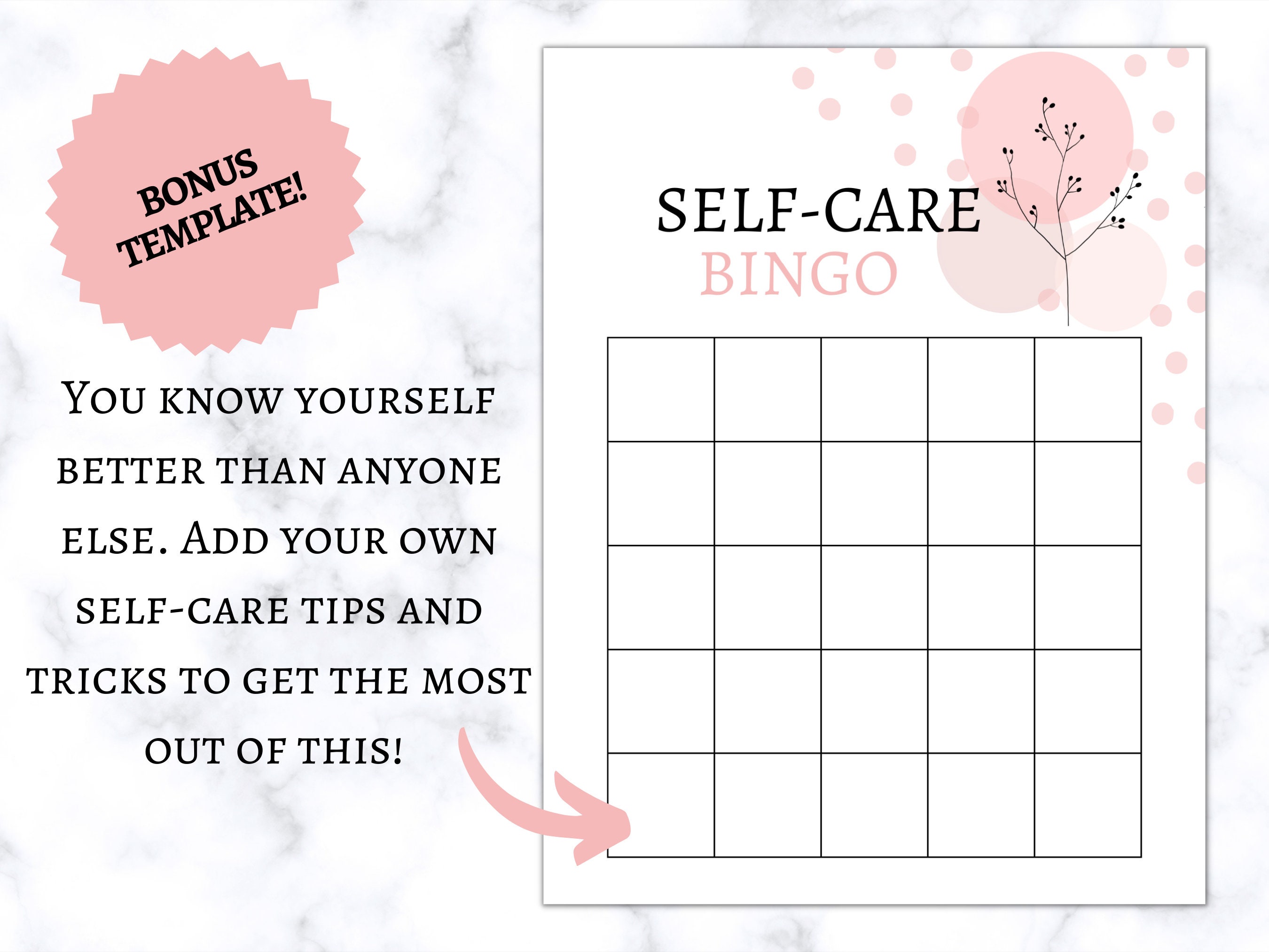 Self Care Bingo Printable, Self Care Challenge, Bingo Template, Mental ...