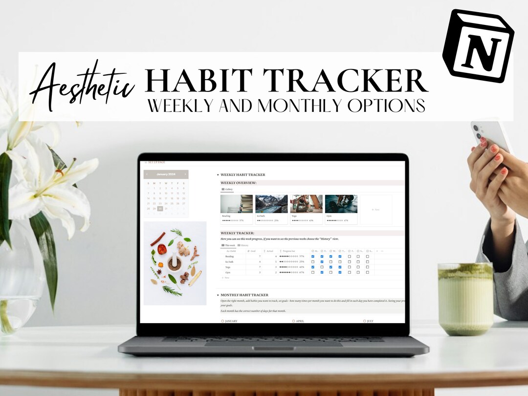 Notion Template | Habit Tracker Notion Template | Aesthetic Notion Planner | Digital Habit ...