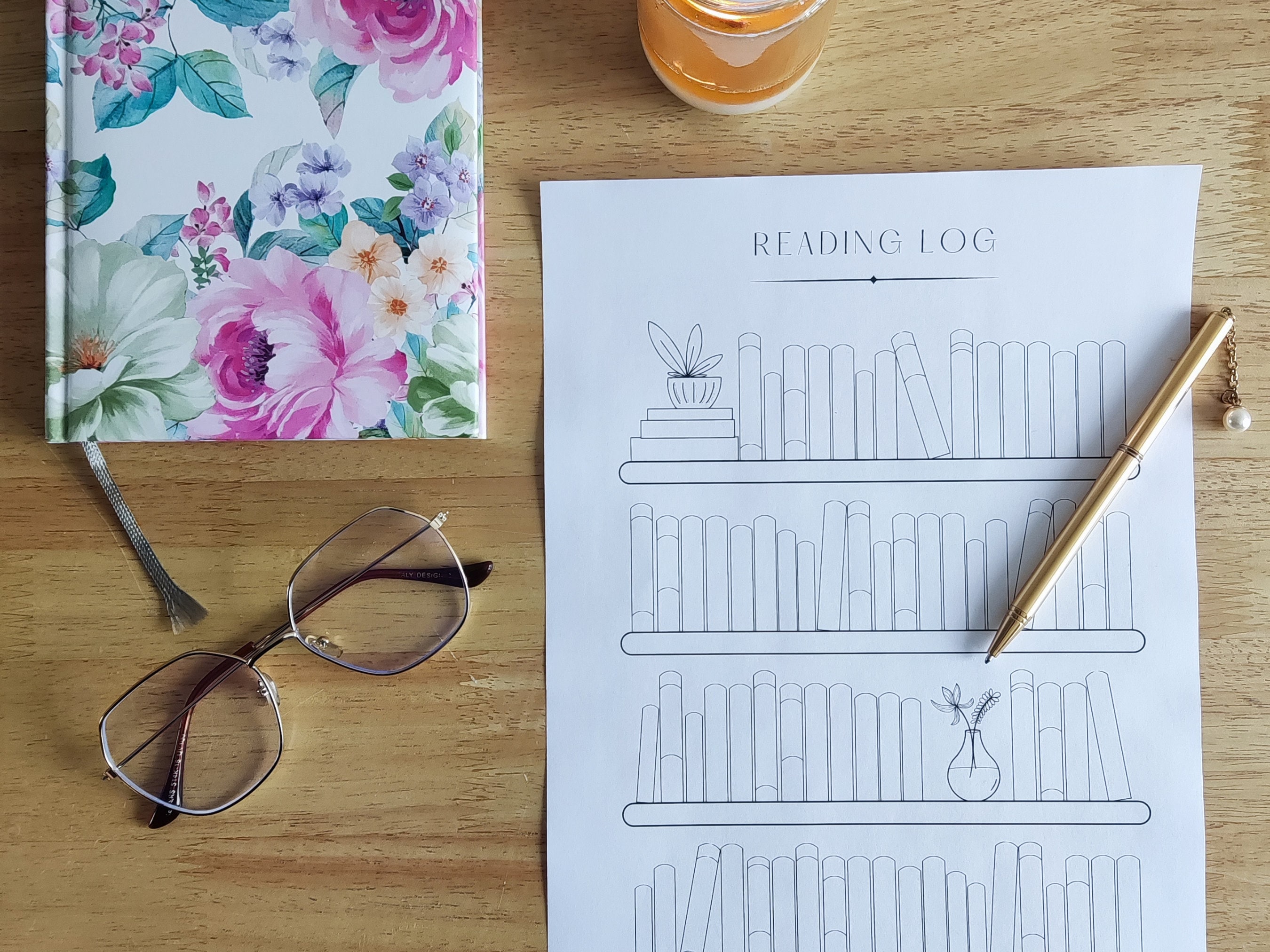 Bookshelf Reading Log, Printable Book Tracker, Planner Insert, Reading ...