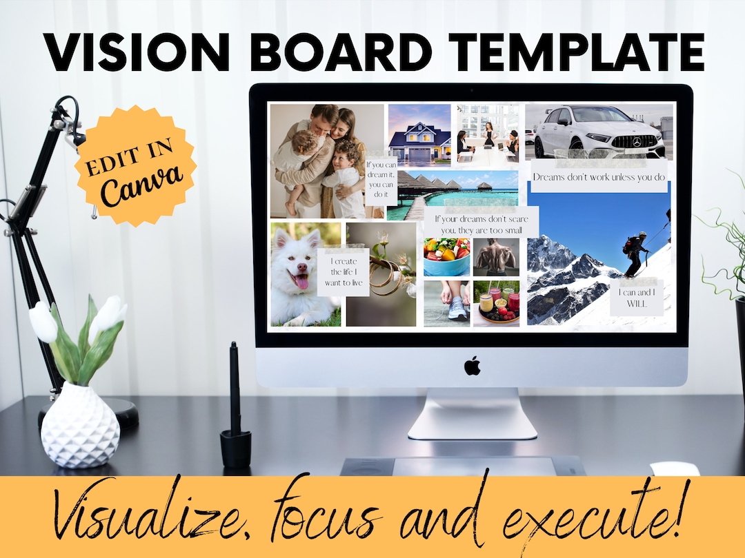 Vision Board Canva Template Dream Board Manifestation Goal - Etsy