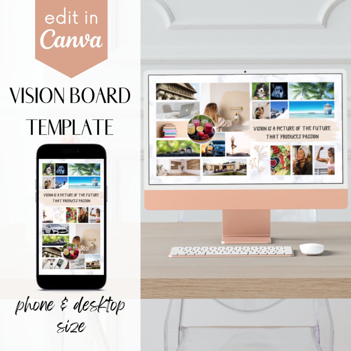 Vision Board, Digital Vision Board Canva Template, 2023 Goals Board ...
