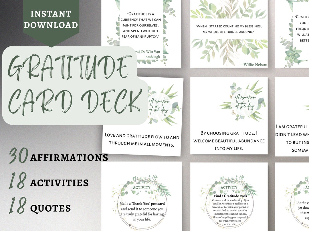Gratitude Affirmation Cards, Gratitude Card Deck, Printable Affirmation ...