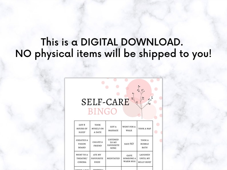 Self Care Bingo Printable, Self Care Challenge, Bingo Template, Mental ...