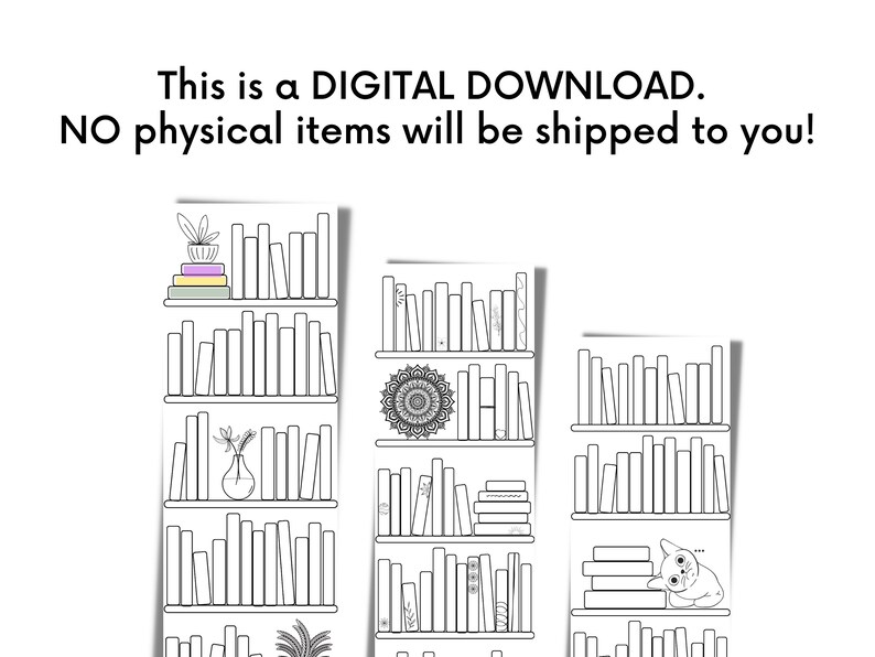 Bookshelf Bookmarks, Printable Coloring Bookshelf, Book Tracker ...